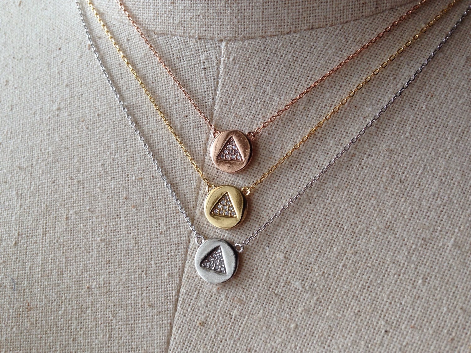 Delta Medallion Necklace 14k Gold Plated/rose Gold/silver | Etsy