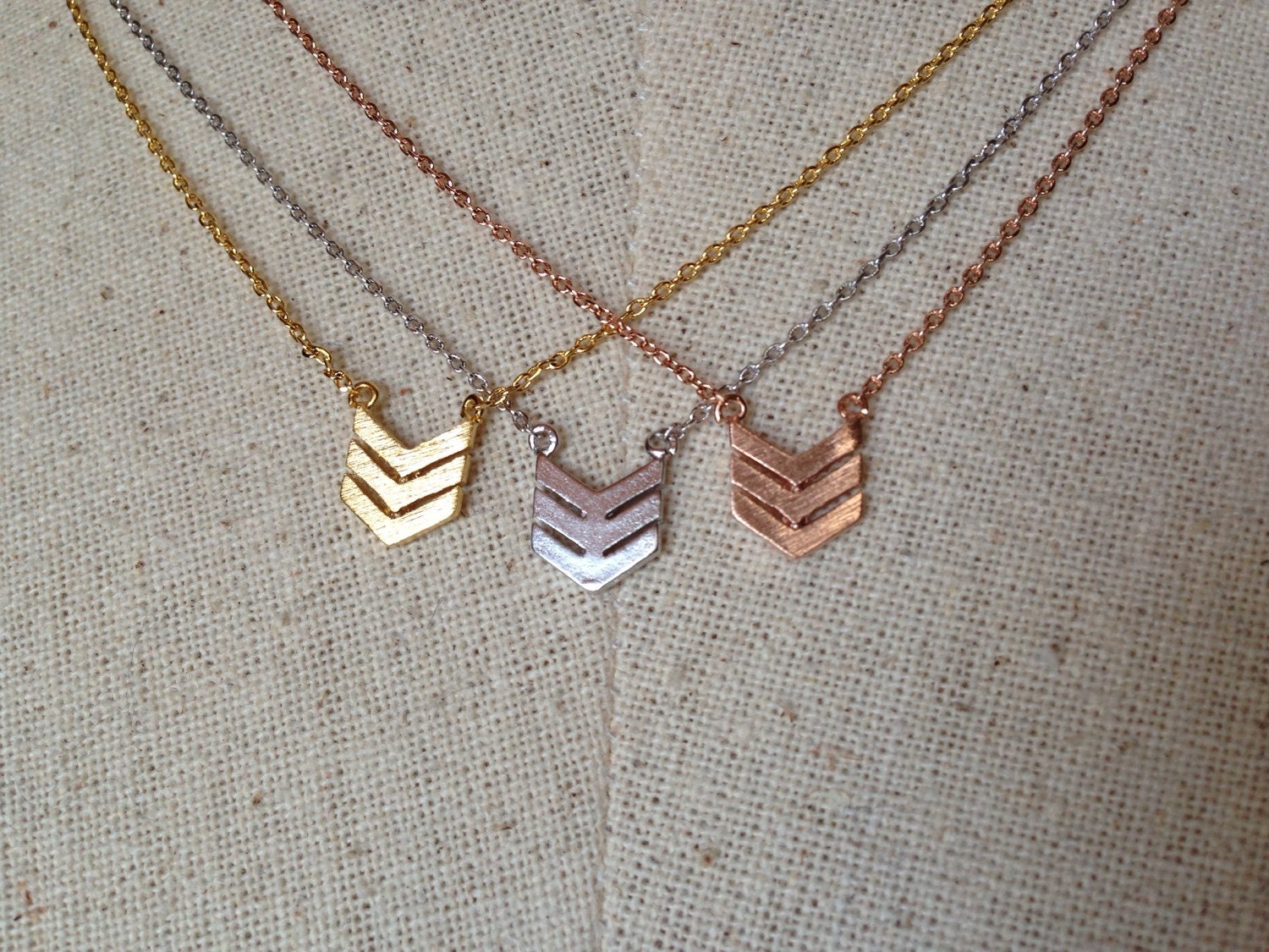 Triple Chevron Necklace 14k Gold Plated/rose Gold/silver - Etsy