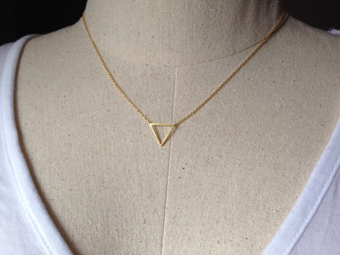 Gold Triangle Necklace 14k Gold Plated Dainty Necklace - Etsy