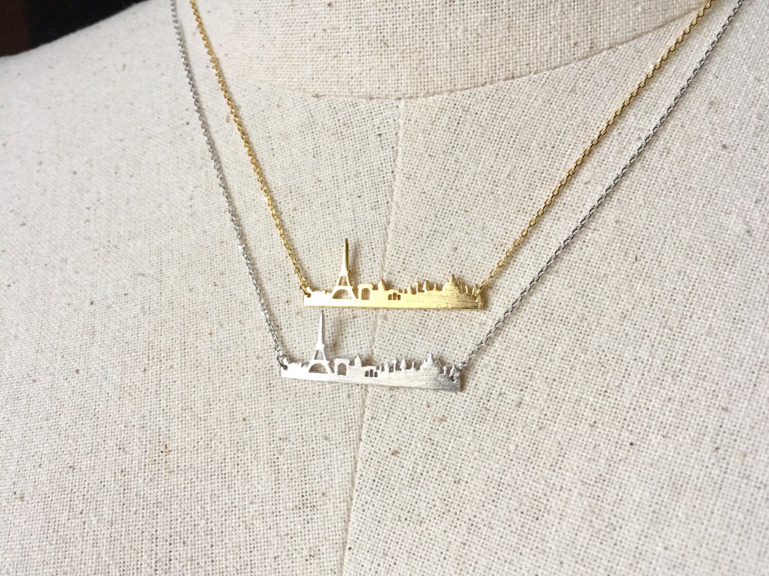 Paris Skyline Necklace, 14k Gold Plated/silver, Dainty Necklace - Etsy