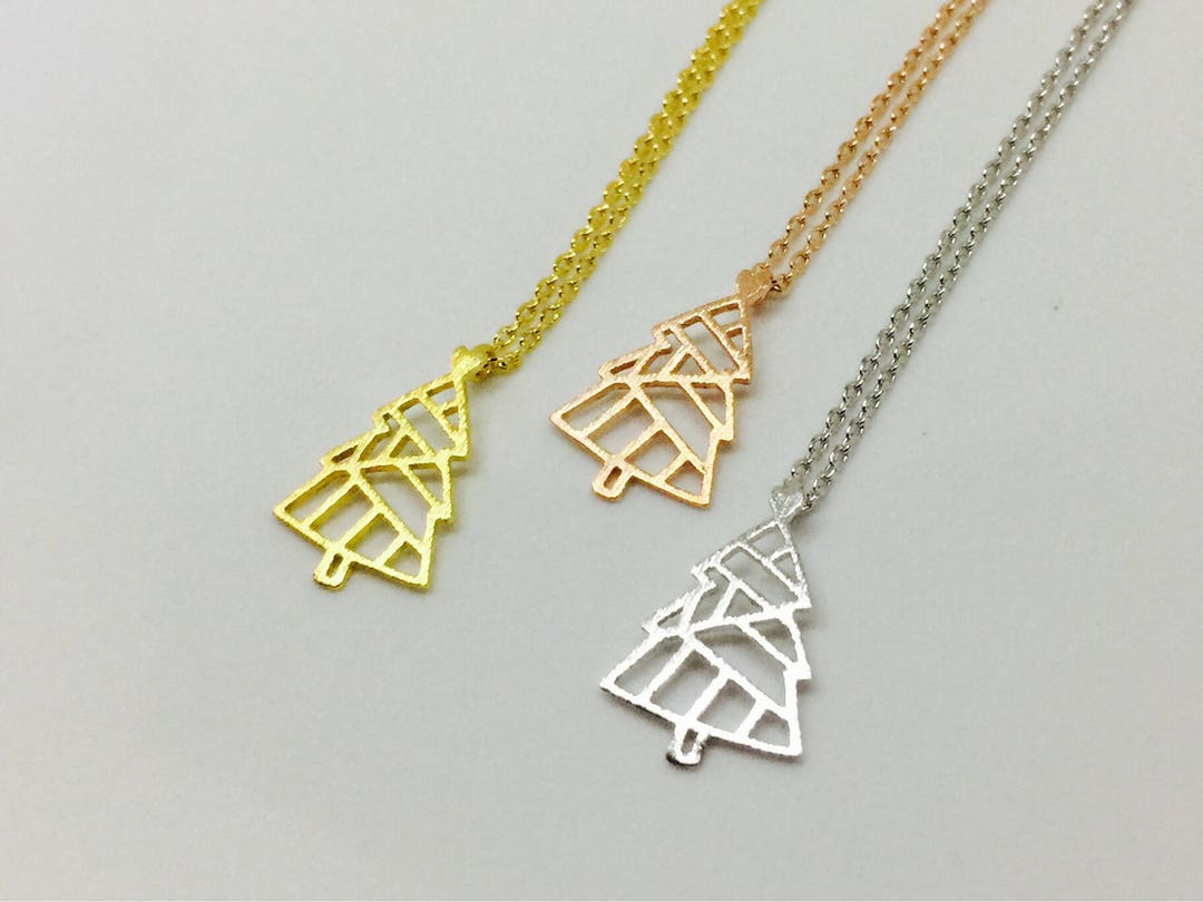 Christmas Tree Necklace, 14k Gold Plated/rose Gold/silver, Dainty ...