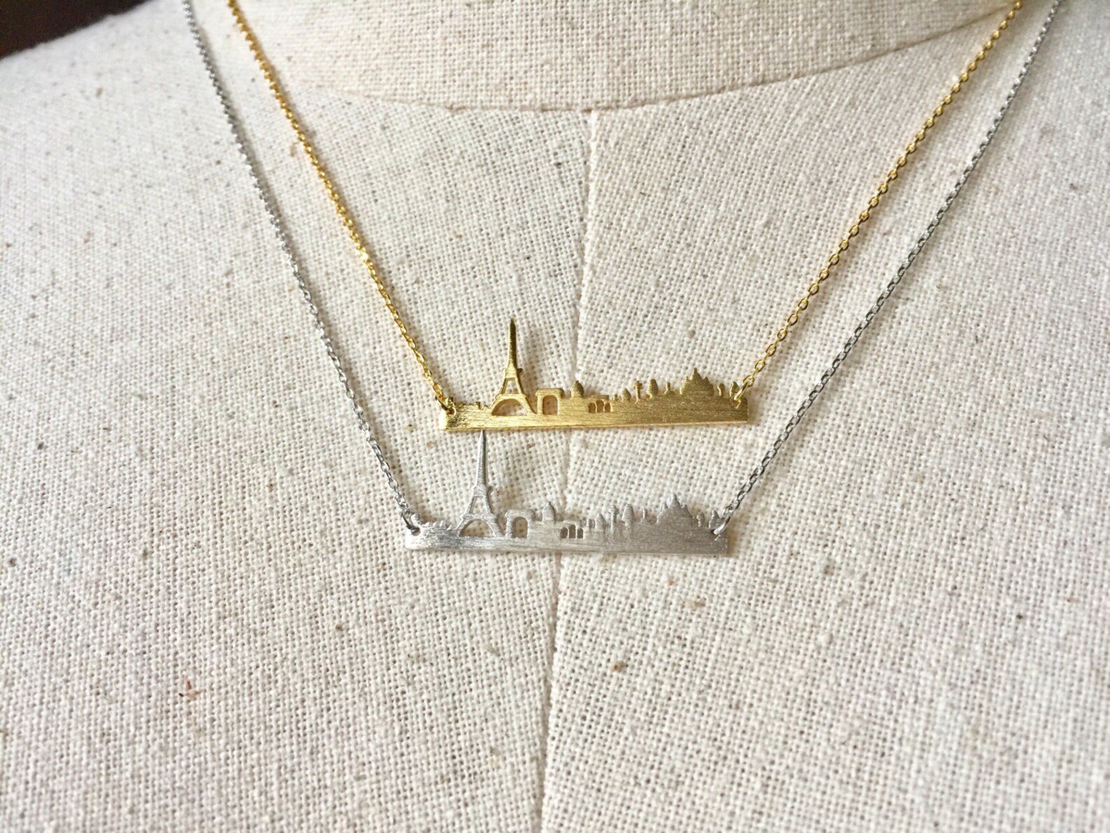 Paris Skyline Necklace, 14k Gold Plated/silver, Dainty Necklace - Etsy