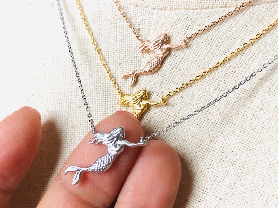 Little Mermaid Necklace, Mermaid Necklace, 14k Gold Plated/rose Gold ...