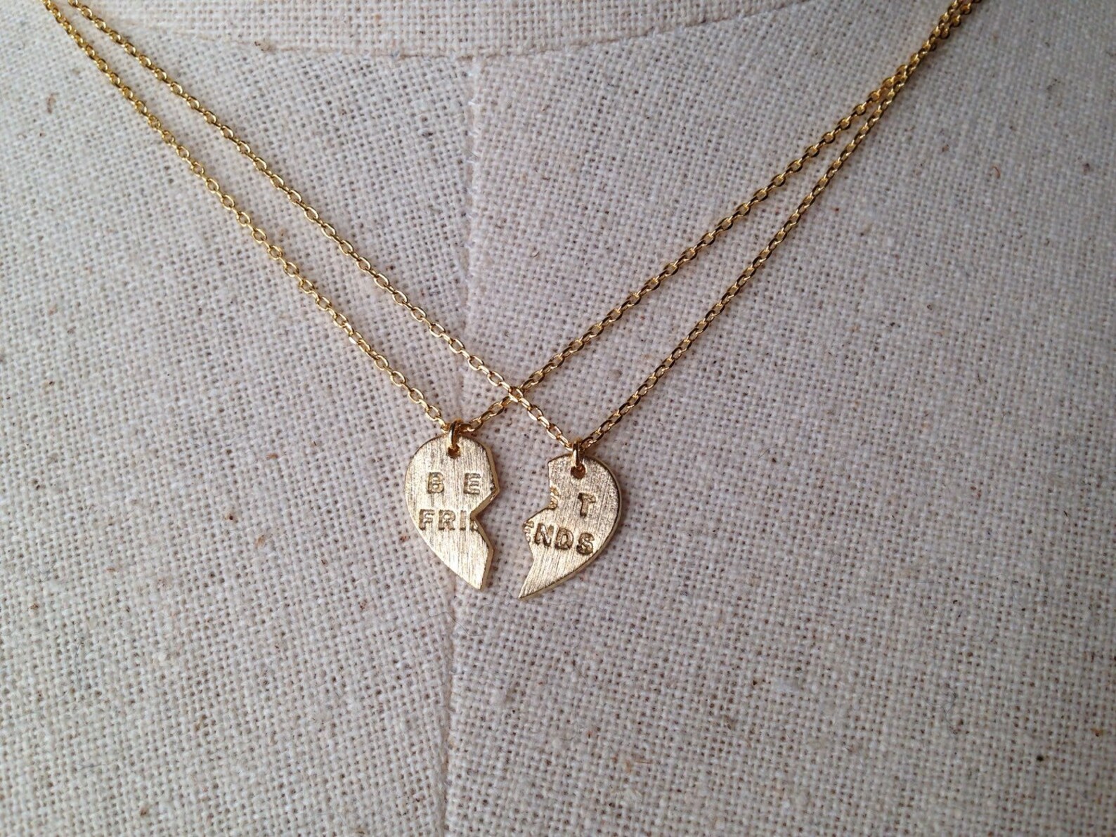 Best Friend Heart Necklace in Gold, Dainty Necklace - Etsy