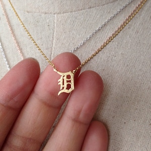D Detroit Necklace, 14k Gold Plated/rose Gold/silver, Dainty Necklace ...