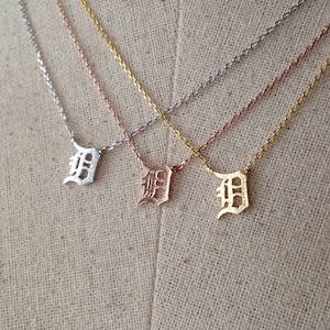 D Detroit Necklace, 14k Gold Plated/rose Gold/silver, Dainty Necklace ...