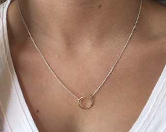 Two Tone Circle Necklace - Etsy