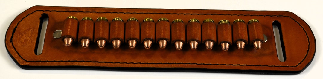 Handmade Leather Ammo Strip 9MM Holds 13 Rounds Fits on Belts up to 1 1 ...