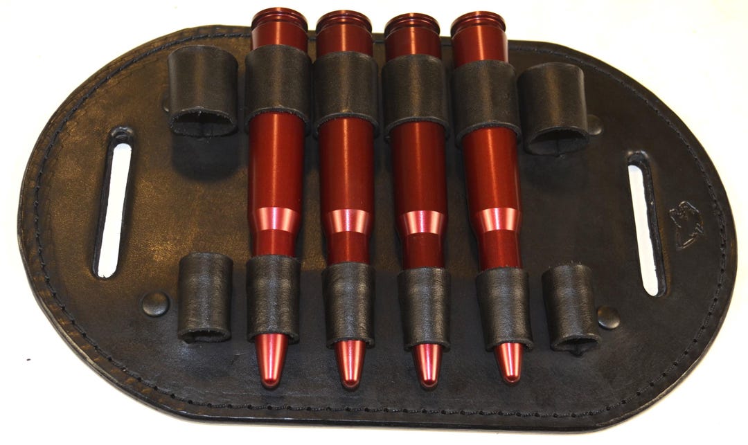 Handmade Black Leather 50 BMG Ammo Belt Strip - 6 Round Cartridge ...