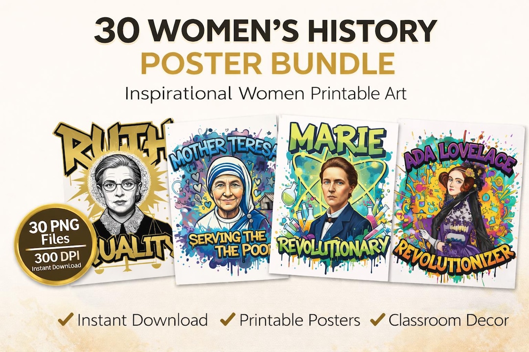 Women's History Month Poster Bundle, Inspirational Classroom Art ...