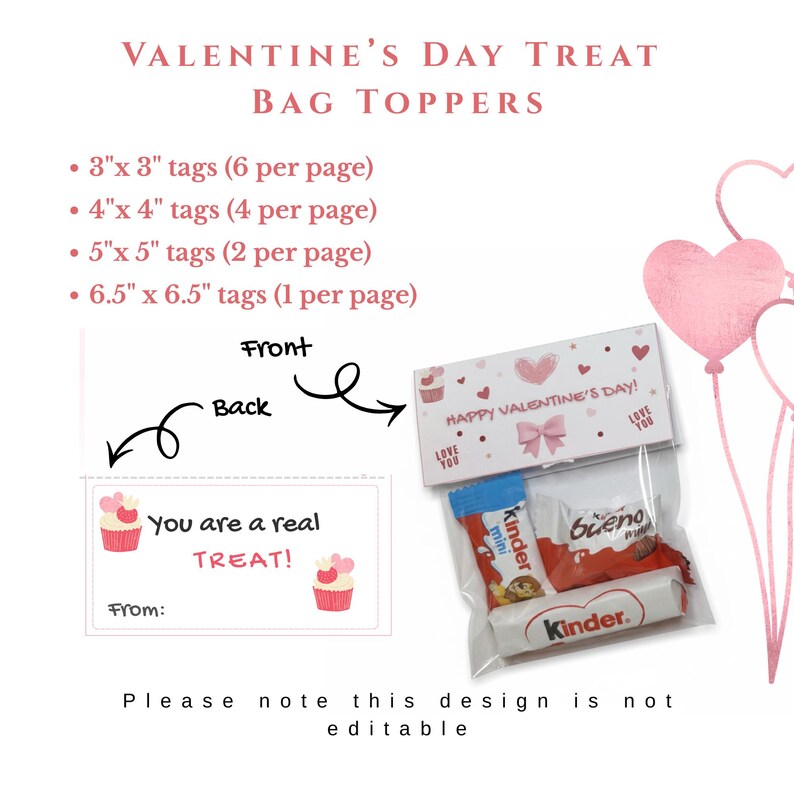Treat Bag Toppers, Valentine Class Gift, Goodie Bag Toppers, Valentine ...