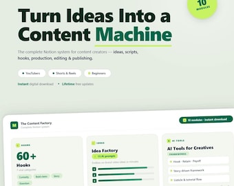 Content Planner Notion Template, Creator System, Youtube Script ...