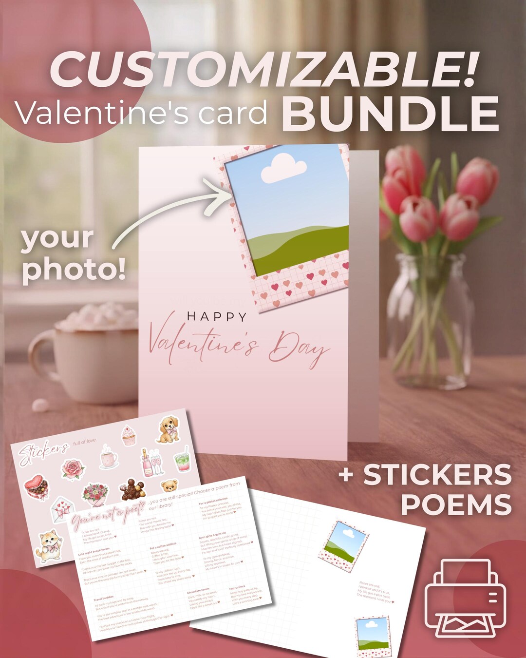 Valentine’s Day Card – Editable Printable Template – Instant Digital ...