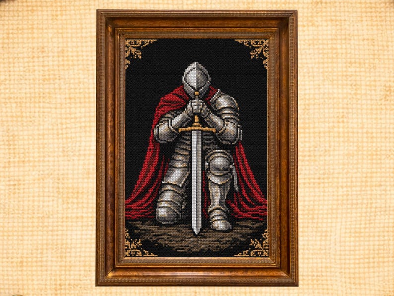 Medieval Knight Cross Stitch Pattern Gothic Armor Embroidery Dark ...