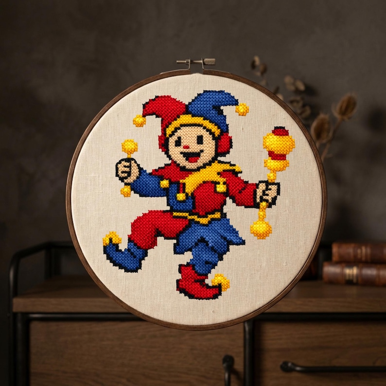 Medieval Jester Cross Stitch Pattern, Fantasy Fool Pixel Art, Mini ...