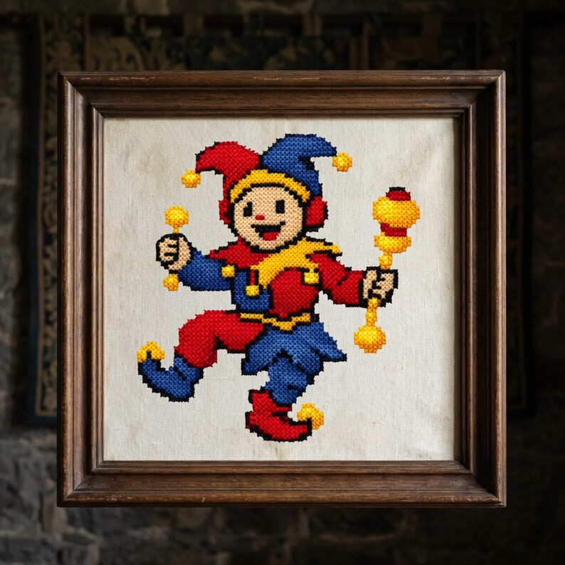 Medieval Jester Cross Stitch Pattern, Fantasy Fool Pixel Art, Mini ...