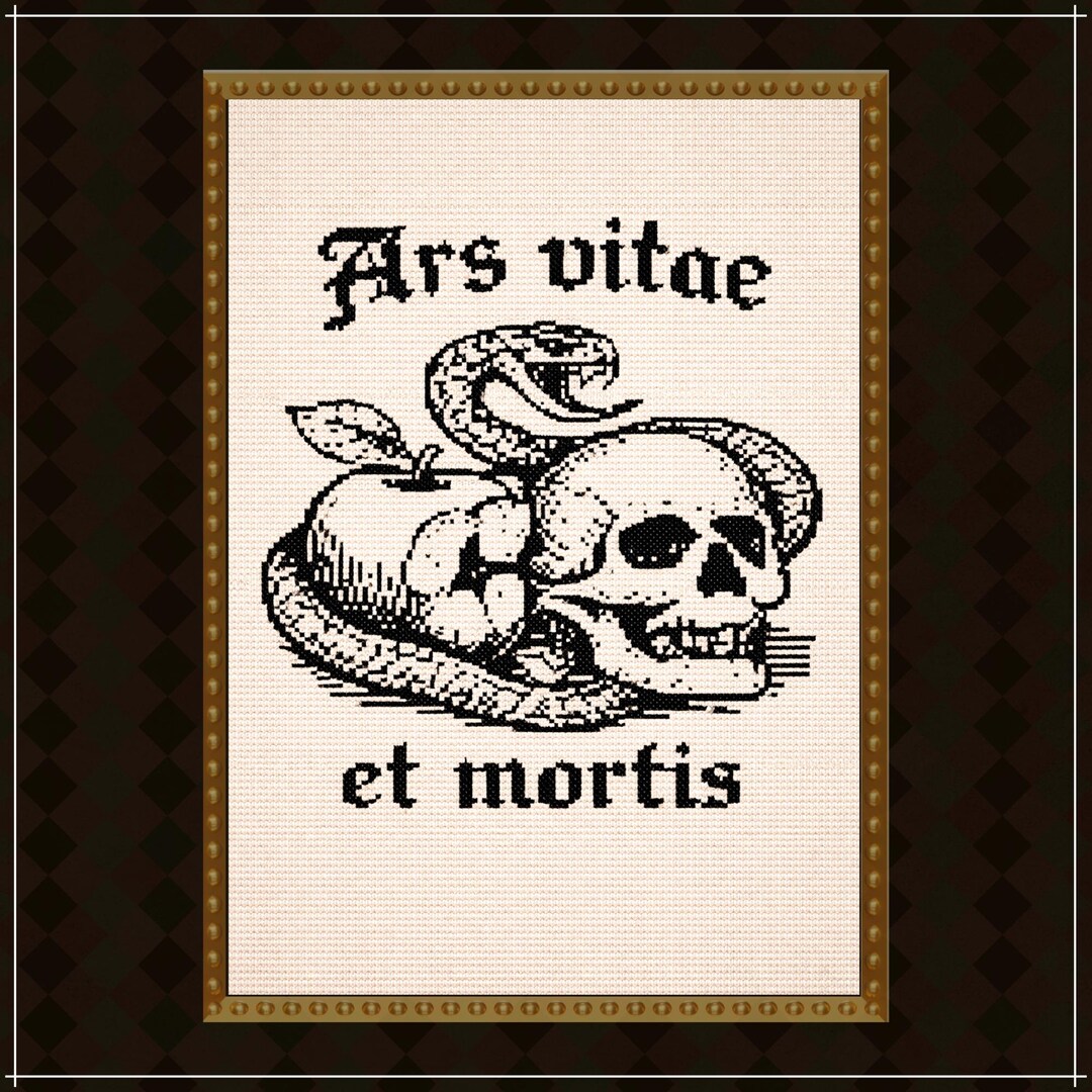Gothic Snake Skull Cross Stitch Pattern PDF, Ars Vitae Et Mortis Latin ...