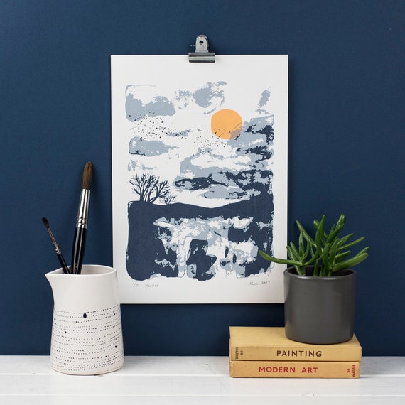 Marshes. Screenprint. Wetland scene. Tree print. Art print. | Etsy