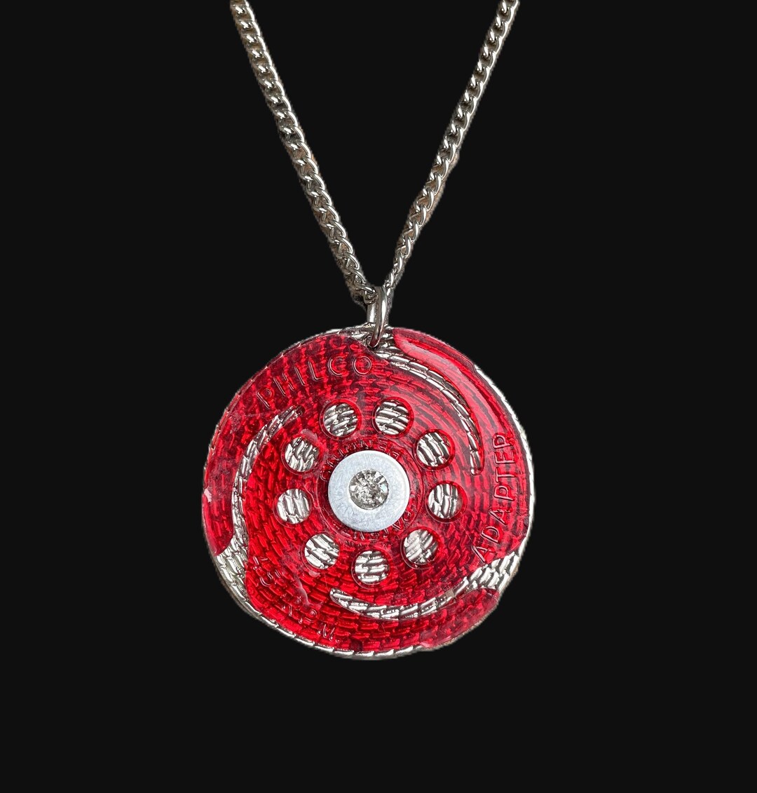 Baby Boomer Gift – Red Rotary Phone Style 45rpm Adapter Necklace - Etsy