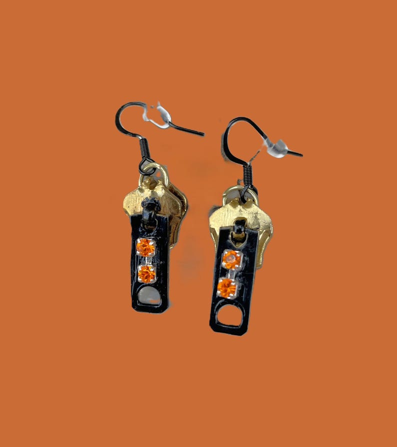 Zipperella Upcycled Zipper Earrings – Orange or Blue - Etsy