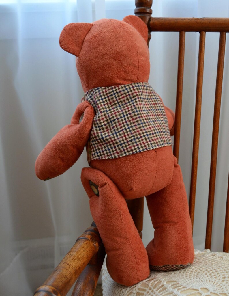 15" Cloth Teddy Bear in Microsuede and Homespun Handmade - Etsy