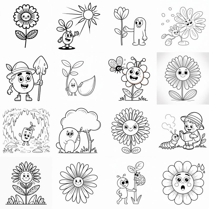 Kawaii Flower Procreate Stamps | 111+ Brushes, Pngs (digital Download ...