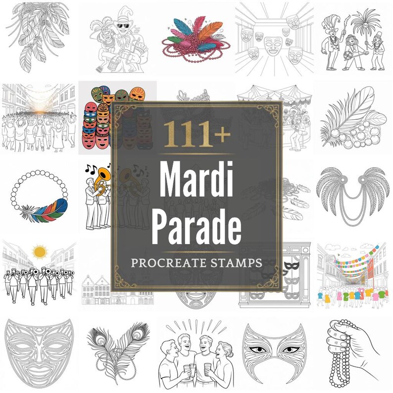 Mardi Parade Procreate Stamps | 111+ Brushes, Pngs (digital Download ...