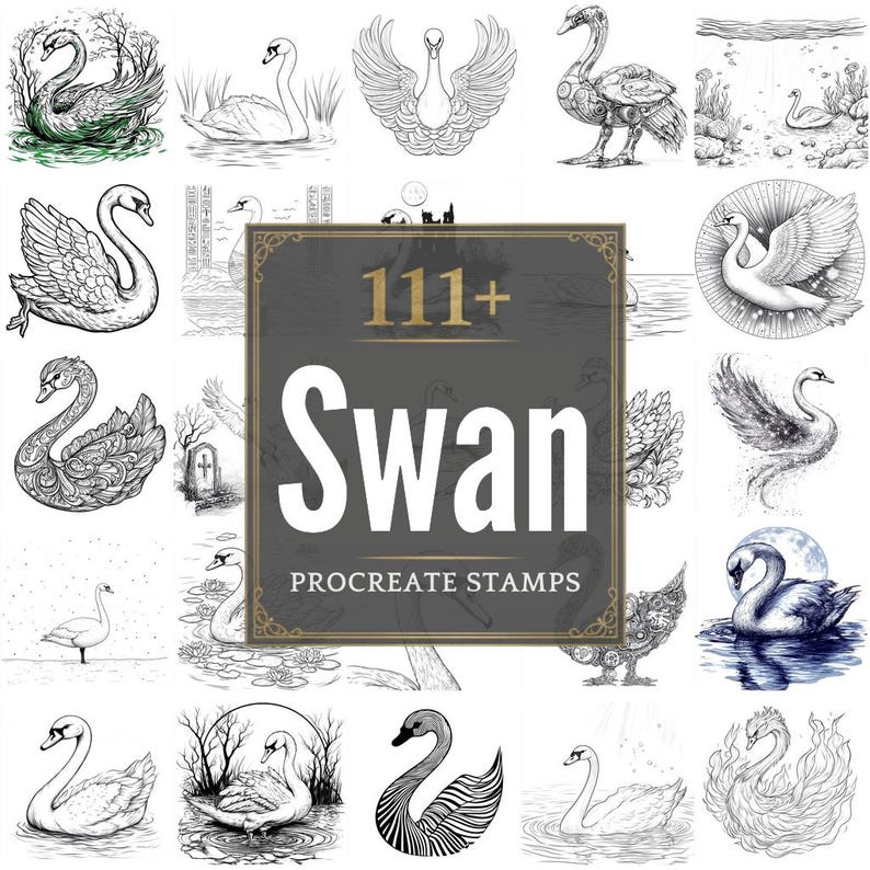 111+ Procreate Swan Brushes | Procreate Stamps | PNG Files | Instant ...