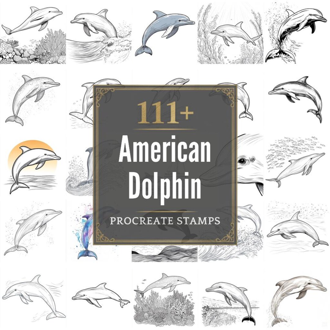 111+ Procreate American Dolphin Brushes | Procreate Stamps | PNG Files ...