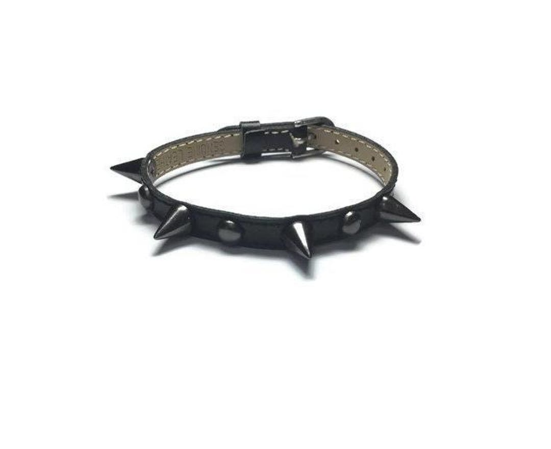 Gun Metal Spike Studded Leather Bracelet, Punk Rock Wristband - Etsy