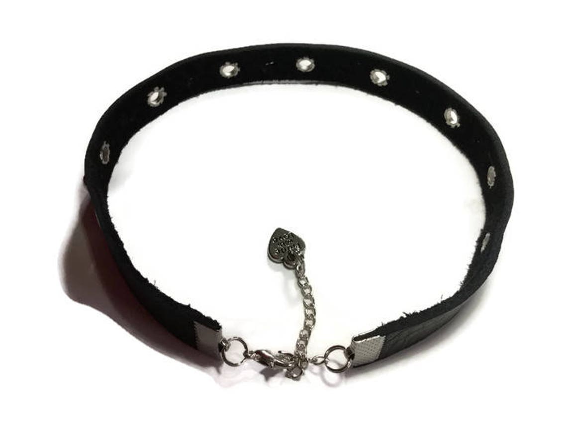 Black Choker Necklace Leather Choker Punk Choker Rocker - Etsy
