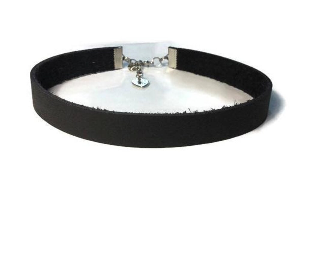 Black Leather Choker, 10mm Plain Black Choker, Punk Choker, Rocker ...