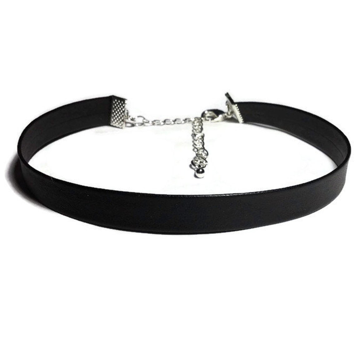 Black Faux Leather Choker 10mm Plain Black Choker Punk | Etsy