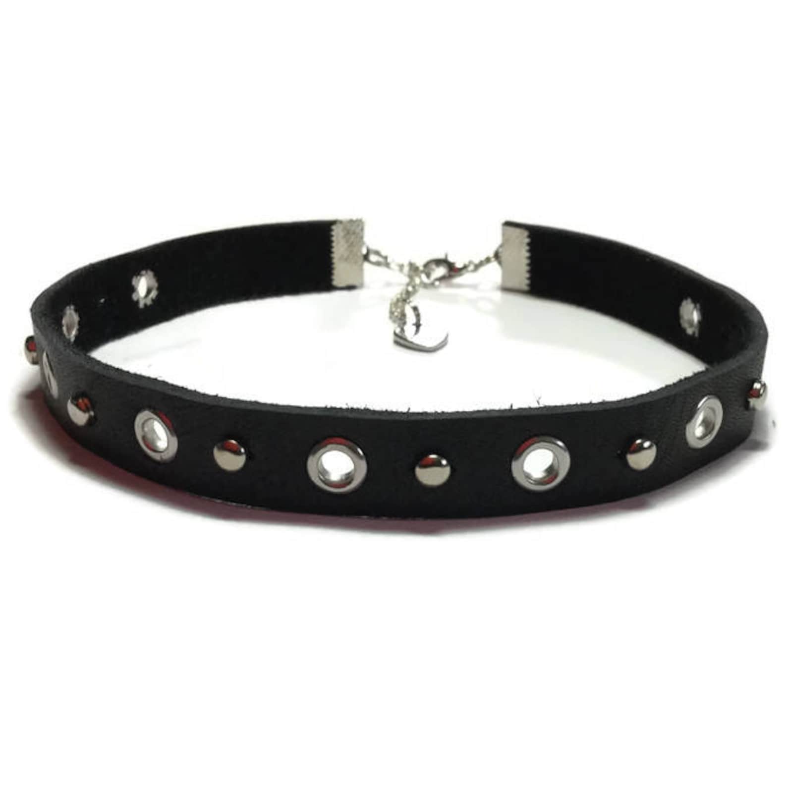 Black Choker Necklace Leather Choker Punk Choker Rocker - Etsy