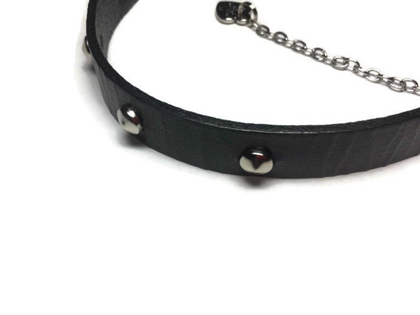 Leather Necklace Black Leather Choker Punk Choker Rocker | Etsy