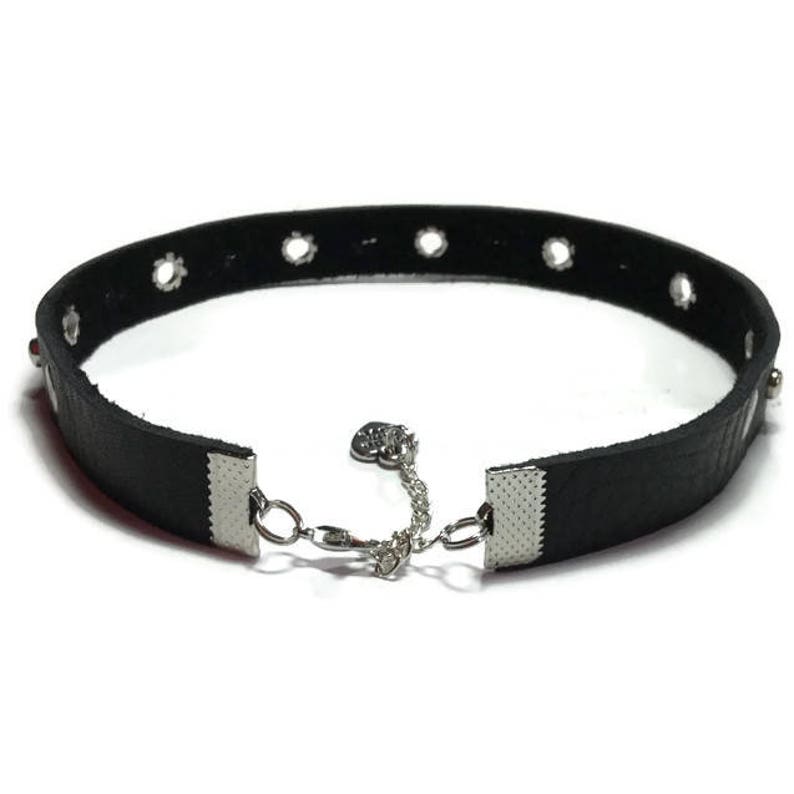 Black Choker Necklace Leather Choker Punk Choker Rocker - Etsy