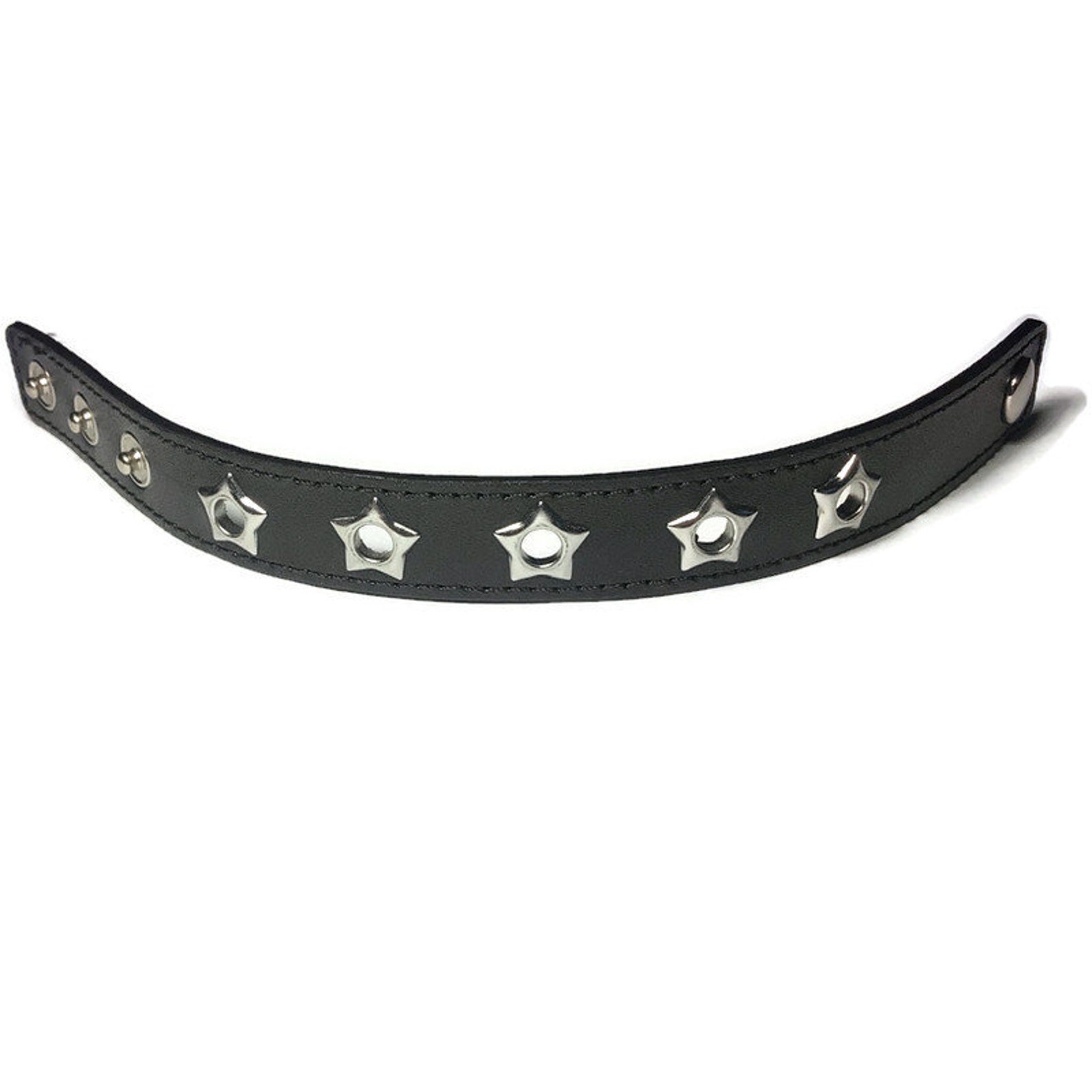 Silver Star Eyelet Studded Leather Cuff Grommet Studded Black - Etsy