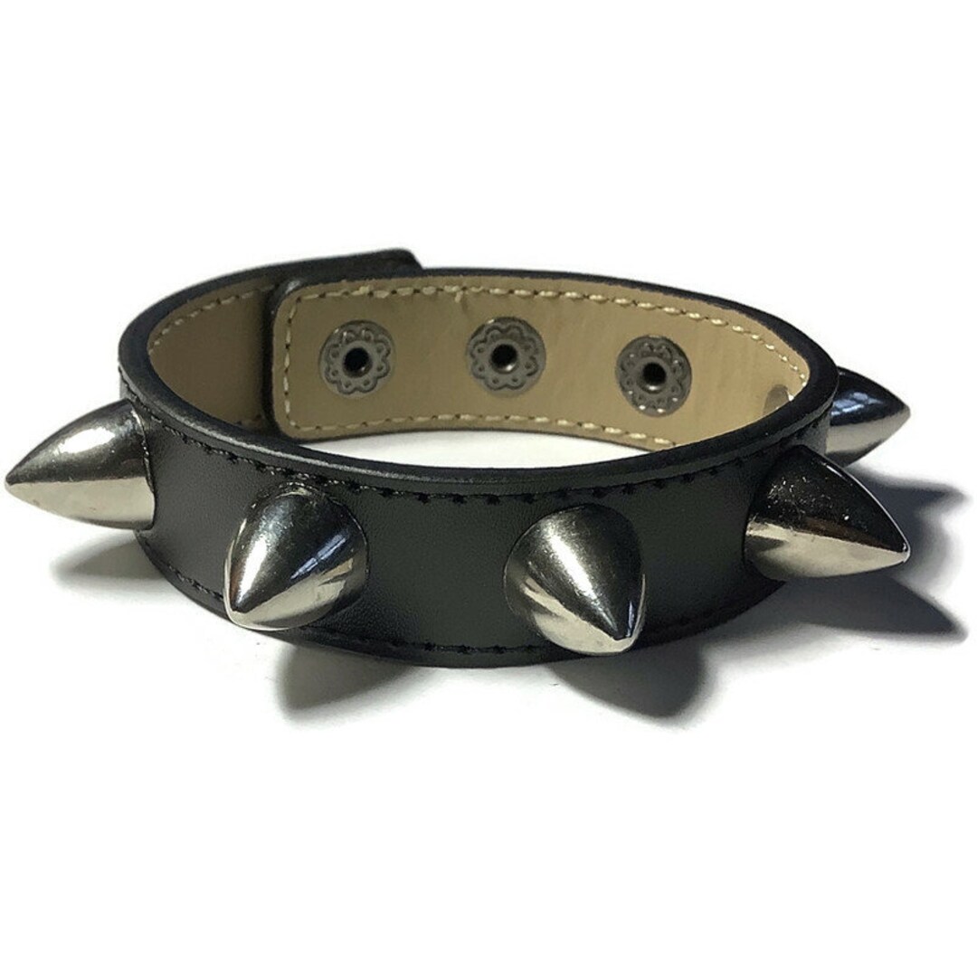Spike Studded Black Leather Cuff Bracelet - Etsy