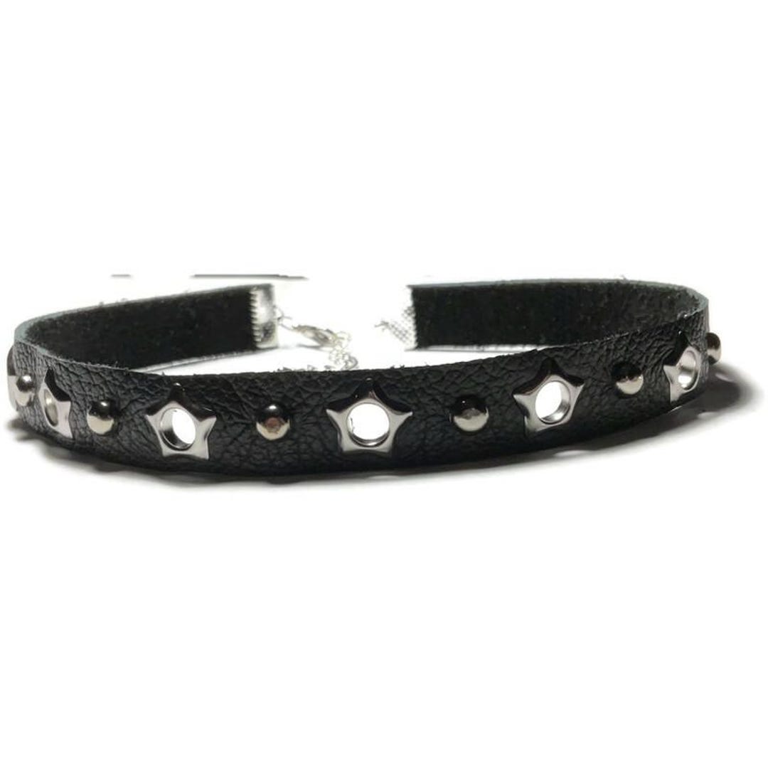 Star Studded Leather Choker: Punk Rocker Collar - Etsy