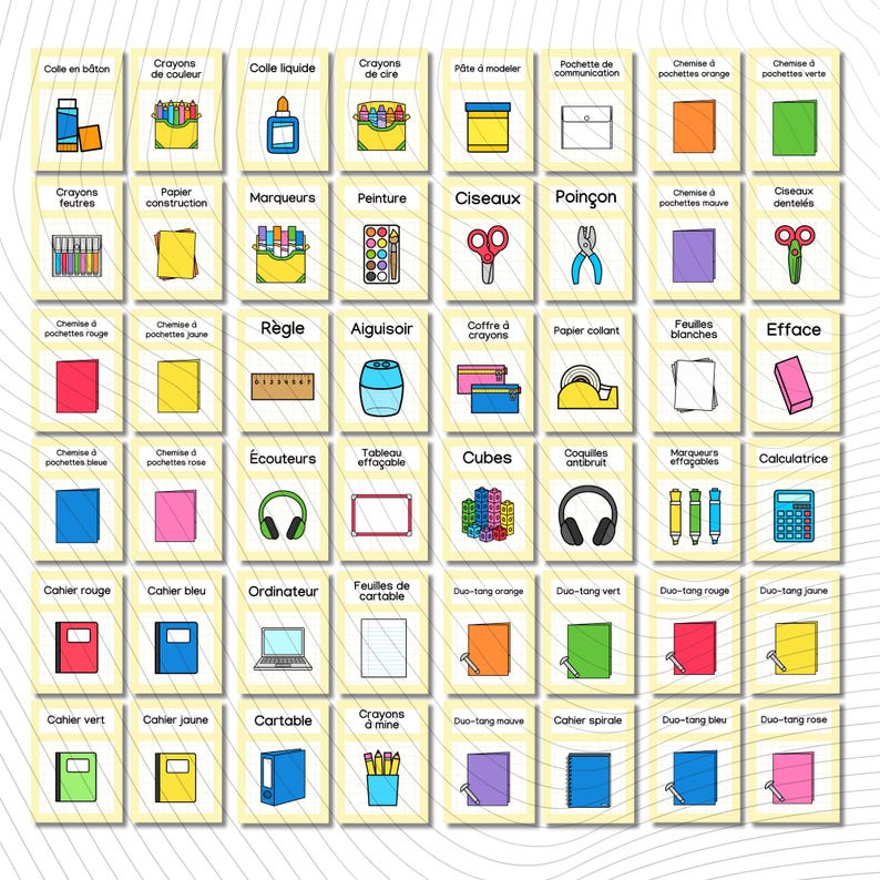 Pictograms - School Supplies (preschool/primary Level) - Etsy