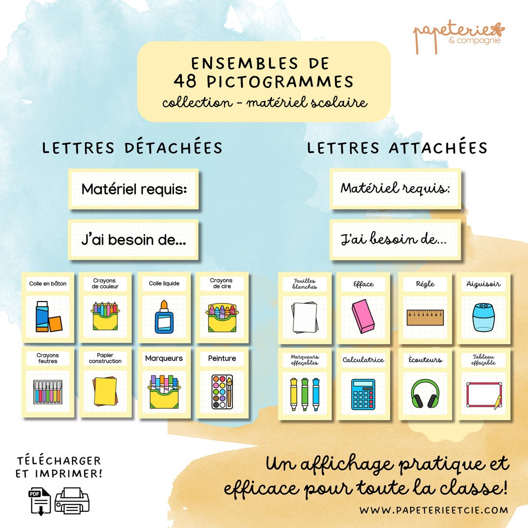 Pictogrammes - Matériel Scolaire (pré-scolaire/1er Cycle) - Etsy