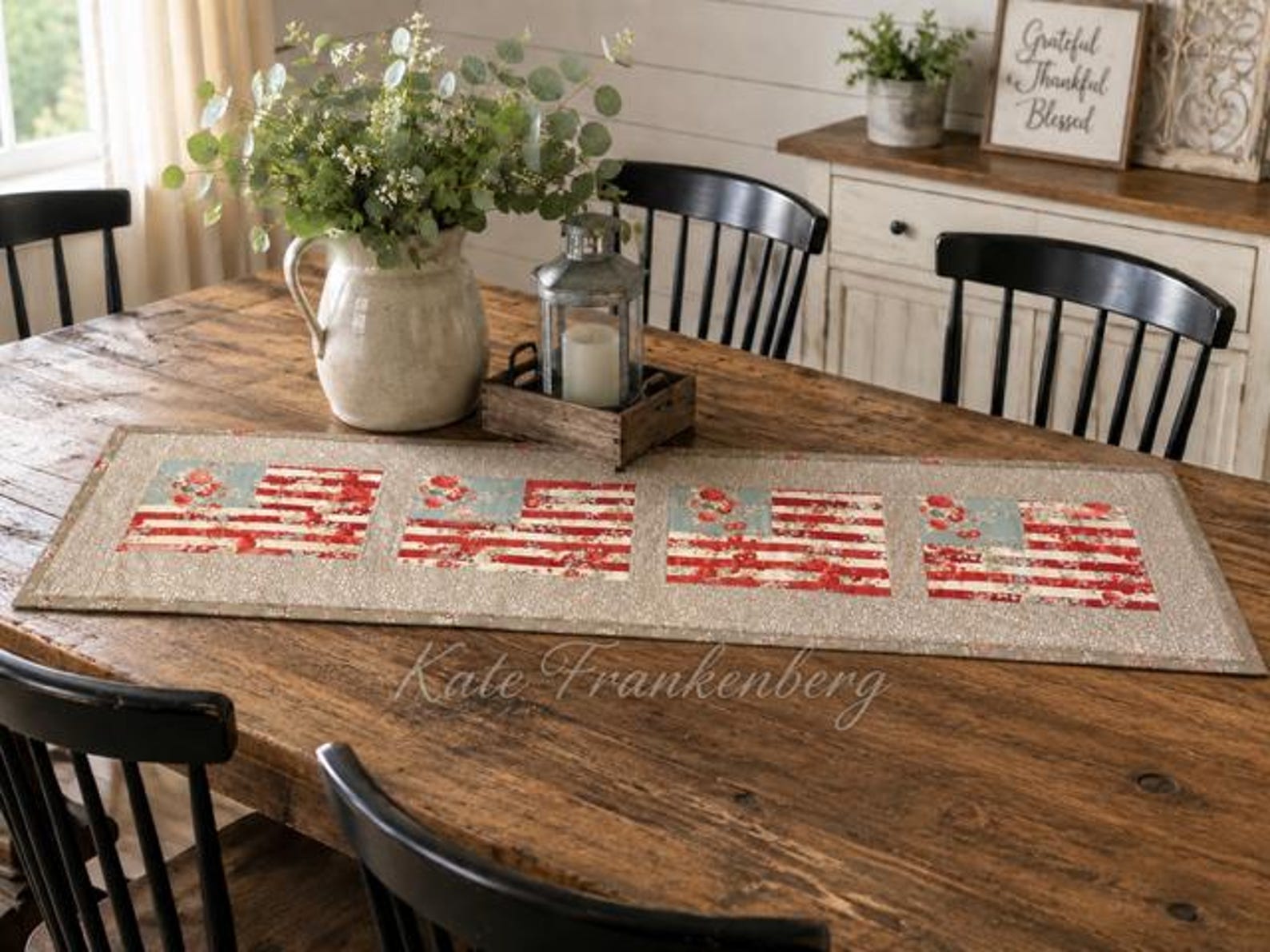 Patriotic Flag Table Runner PDF Sewing Pattern | USA Americana Quilt ...