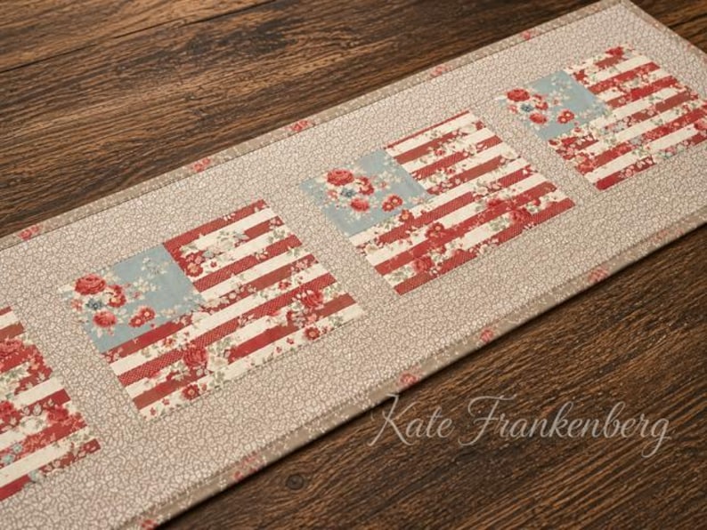 Patriotic Flag Table Runner PDF Sewing Pattern | USA Americana Quilt ...