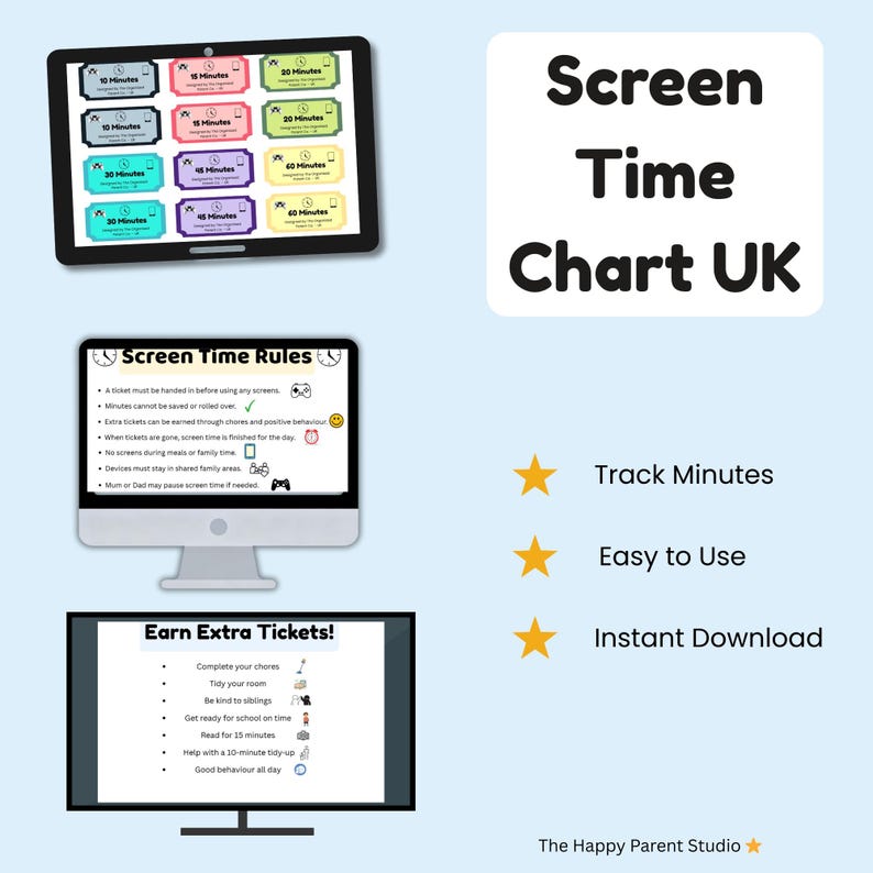 Kids Screen Time Tickets • Printable Reward Tokens (instant Download ...