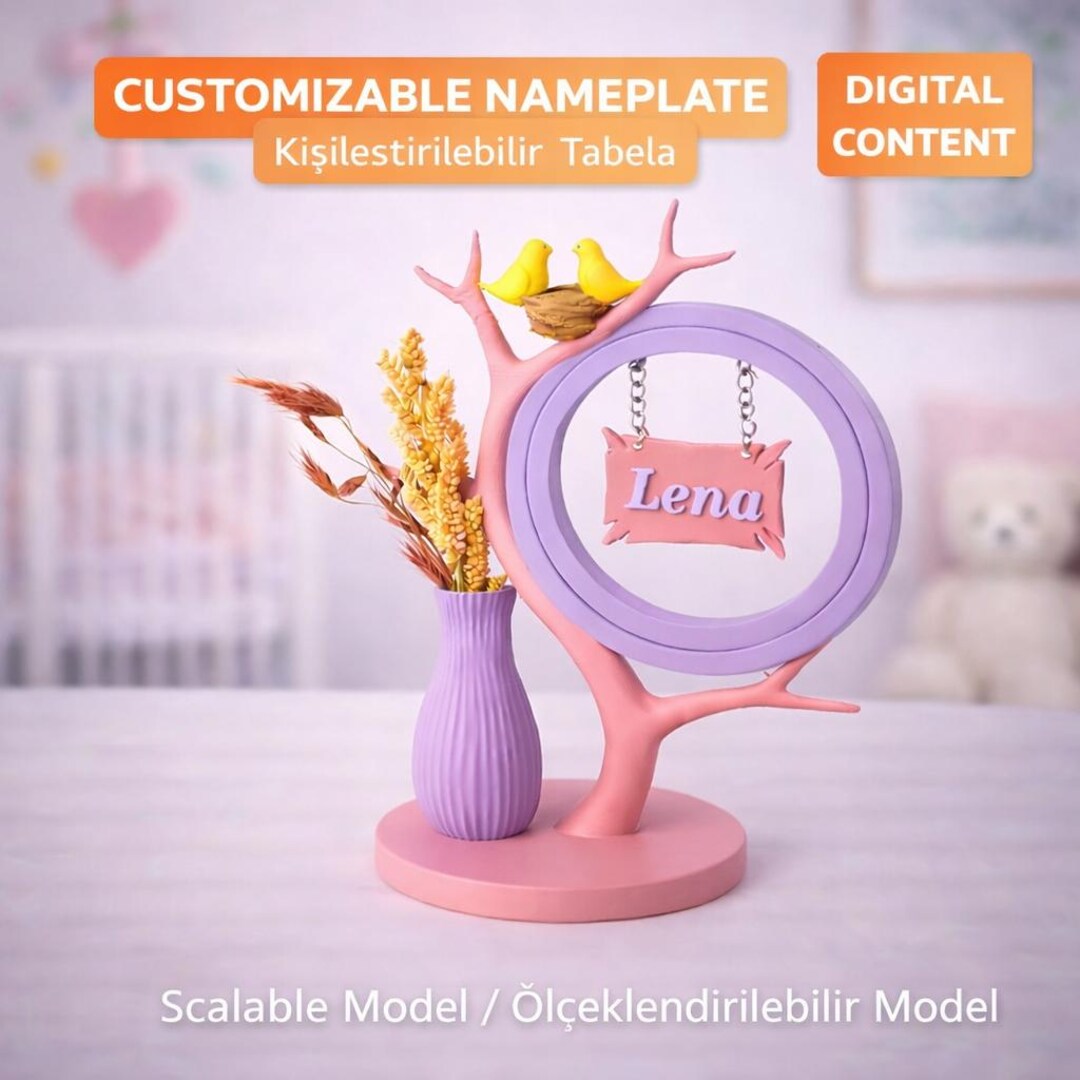 Personalized Tree Nameplate STL – 3D Print Vase, Bird Nest Decor ...