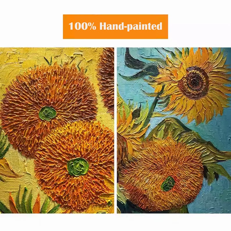 Hand Painted Van Gogh Sunflower Oil Painting Van Gogh Reproduction Wall ...