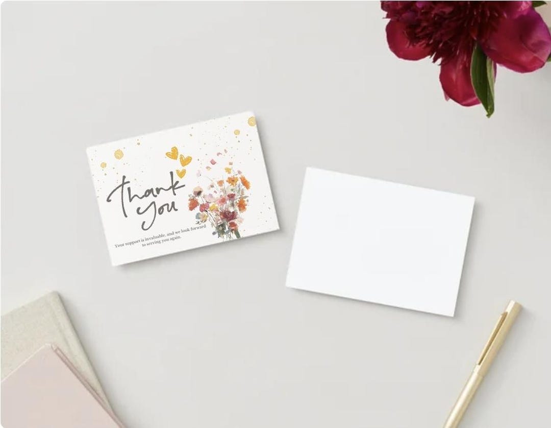 Floral Thank You Card Template | Editable Small Business Insert (canva ...