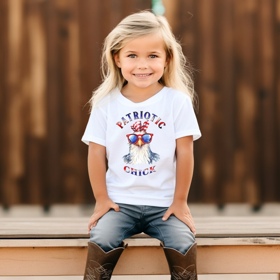 Patriotic Chick Kids Cotton Tee | 4th of July Youth, Child 4th of July ...