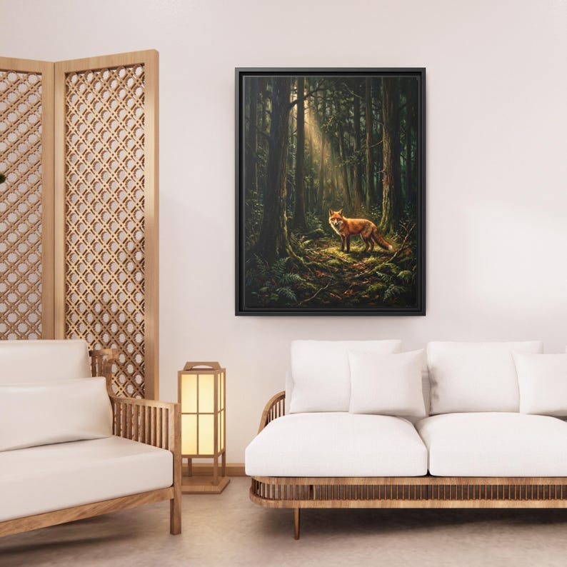 Red Fox in Sunlit Forest Canvas Print, Magical Woodland Landscape ...