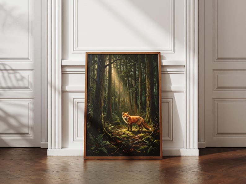 Red Fox in Sunlit Forest Canvas Print, Magical Woodland Landscape ...